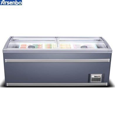 China Soundless 500L Glass Top Island Freezer , Sliding Chest Freezer Supermarket for sale
