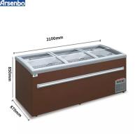 China Soundless 500L Glass Top Island Freezer , Sliding Chest Freezer Supermarket for sale