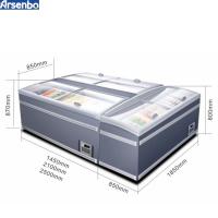 China Soundless 500L Glass Top Island Freezer , Sliding Chest Freezer Supermarket for sale