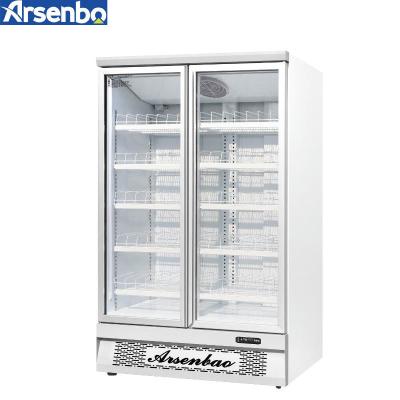 China Multiclimate Vertical Glass Door Freezer , 750W 3 Door Merchandiser Refrigerator for sale
