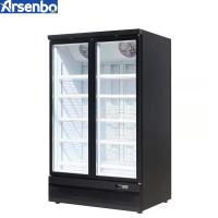 China Multiclimate Vertical Glass Door Freezer , 750W 3 Door Merchandiser Refrigerator for sale