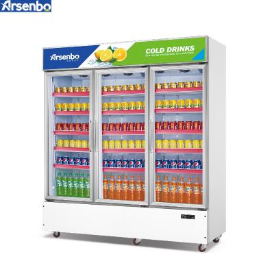 China 520W LED Commercial Supermarket Refrigerator 1200L With Three Glass Door for sale
