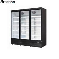 China Black Two Door Commercial Supermarket Refrigerator Digital Temp 950L for sale