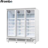 China Black Two Door Commercial Supermarket Refrigerator Digital Temp 950L for sale
