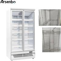 China Black Two Door Commercial Supermarket Refrigerator Digital Temp 950L for sale