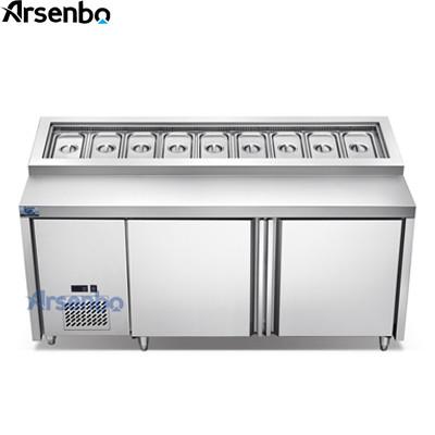 China SS304 Countertop Pizza Prep Refrigerator Station 210W Antiwear for sale