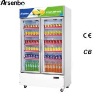 China Arsenbo Practical Commercial Beverage Refrigerator With 2 Glass Door for sale