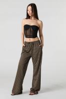 China Drawstring Waist Wide Leg Pants - Pinstripe / Gingham / Houndstooth for sale