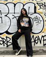 China Comfortable Solid Black Wide Leg Pants for Everyday Wear for sale