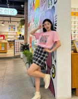 China Edgy Black & White Plaid Mini Skirt - A-Line Fit for Everyday Style for sale