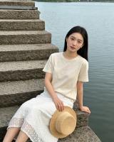 China Textured Midi/Maxi Skirt - White Lace / Sage Green / Dark Brown for sale