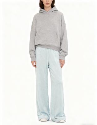 China Relaxed Mint Blue Plush Wide-Leg Pants - Effortless Comfort for Sleep & Lounge for sale