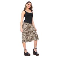 China Retro Leopard Print Midi Skirt - Satin Finish (Brown & Black) for sale