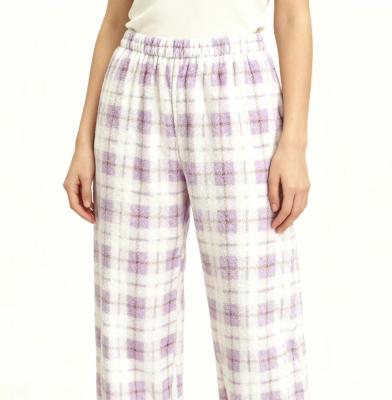 China Cozy Fleece Wide Leg Pajama Pants - Cable Knit/Plain/Check/Soft Fleece for sale