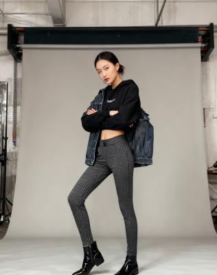China Stretchy Plaid Pencil Pants - Casual Office & Daily Wear for sale
