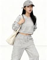 China Women's Light Gray Large Pocket Tapered Jogger Pants for sale