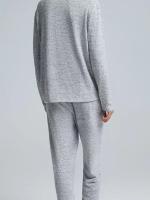 China Women's Soft Heather Gray Glutinous Rice Knit Loungewear Set for sale
