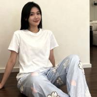 China Women's 2-Color Floral Print Wide-Leg Sleep Pants for sale