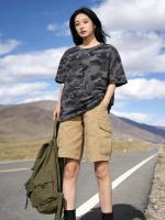 China Women's 2-Color Oversized T-Shirt - Camo & Heather Brown for sale