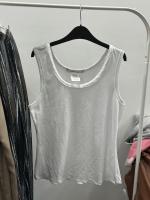 China Women's White Braided Trim Ribbed Tank Top for sale