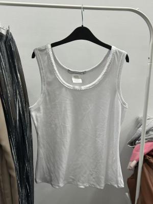 China Women's White Braided Trim Ribbed Tank Top for sale
