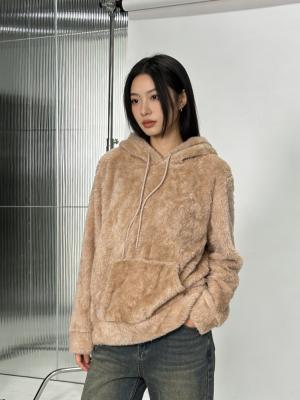 China Women's 3-Color Fuzzy Fleece Pullover Hoodie for sale
