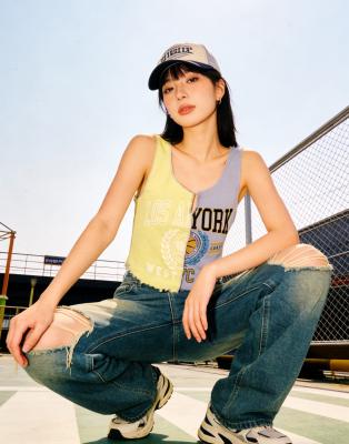 China Women's 2-Color Vintage Patchwork Graphic Tank Top for sale