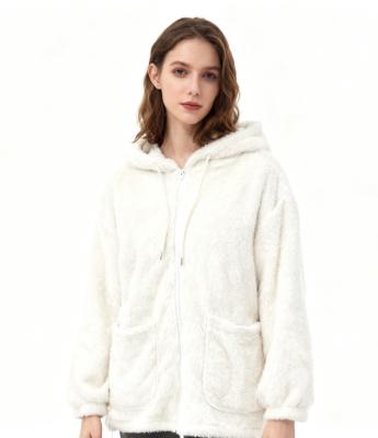 China Women's 3-Color Fuzzy Bear Ear Hooded Jacket for sale