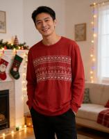 China Men's Christmas Fair Isle Long Sleeve T-Shirt for sale