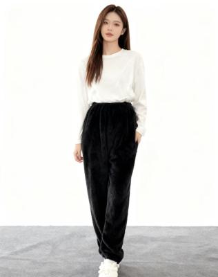 China Women's 5-Color Fuzzy Plush Lounge Pants for sale