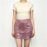 China Women's Sparkly Sequin Fringe Mini Skirt High Waist Party Bodycon Skirt for sale