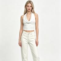 China Women's Cowl Neck Halter Crop Top Slim Fit Sleeveless Summer Casual Tank Top for sale