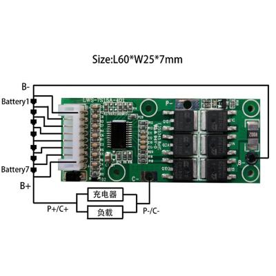 China Lithium Battery Management System 18650 7S 10A For Emergency Lights for sale
