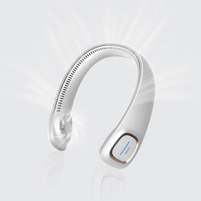 China Leafless Mini Portable USB Fan Rechargeable 2000mAh Bladeless Neck Cooler For Summer for sale