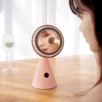 China Household Oscillating Rechargeable Table Fan 4000mah Usb Mini Makeup Mirror for sale