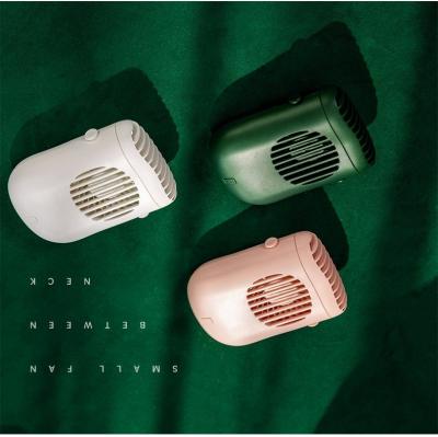China Necklace Fan 1200mah Battery Portable USB Fan Mini Wearable Leafless Hanging Neck Fan for sale