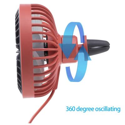 China 4 Inch Air Cooling Fan 4 Vane DC Powered 3 Speeds Vehicle Rotatable Clip Car Fan for sale