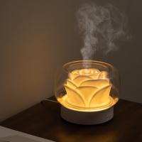 China ED Night Light Aroma Oil Diffuser 400ml Humidifier Flower Shape White for sale