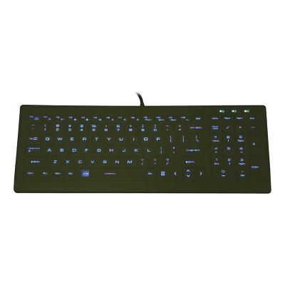China Washable Medical Industrial Silicone Backlit Keyboard With Low-profile Keys for sale