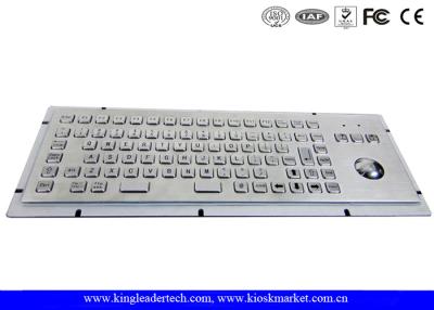 China Brushed Metal Kiosk Stainless Steel Panel Mount Keyboard With Optical Trackball And FN Keys for sale