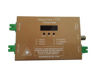 China 1310nm Mini FTTH Optical Transmitter 2 Optical Output 1 RF Input DC12V for sale