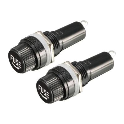 China SL602 Nut Mounting AC 250V 6mm X 30mm 10 Amp Panel Mount Fuse Holder Black Screw Cap for sale