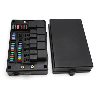 China Black Plastic Track Bussed Mini Aux Fuse Relay Box For Auto Circuit Protection 40A Current for sale