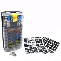 China 12 Way 12P Fuse Block Negative Positive Busbar Standard Blade Auto Light LED Fuse Box Link Bar With Fuse Yellow Insurance Lock for sale