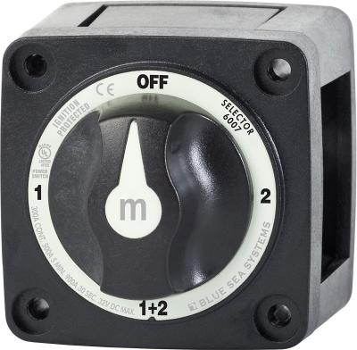 China 6007 Battery Switch Black Red Mini Marine rated IP66 4 Way OFF/1/2/1+2 for sale