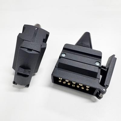 China 12 Pin Trailer Connector 12V ABS Brass Waterproof Square Plastic Copper Black for sale