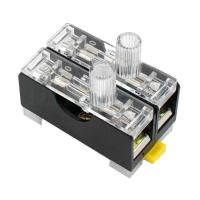 China 2P 35mm Din Rail Fuse Holder Twin 3AG Fuse Block With Polystyrene Cap for sale