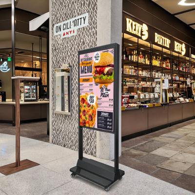 China 2500 Nits Outdoor Floor Stand Digital Signage 32 to 65 Inch IP55 2K 4K Resolution Cloud CMS for sale