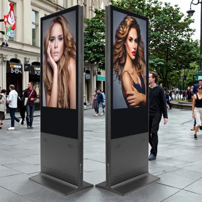 China 75 Inch Mini LED Advertising Kiosk 4K 2500 Nits Outdoor Standing LCD Digital Signage Tempered Glass for sale