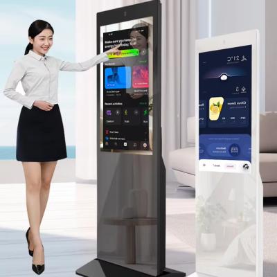 China Magic Mirror Floor Standing 32 43 55 65 Inch LCD 4K Vertical  Advertising Machine Touch Smart Interactive Display Screen Totem for sale